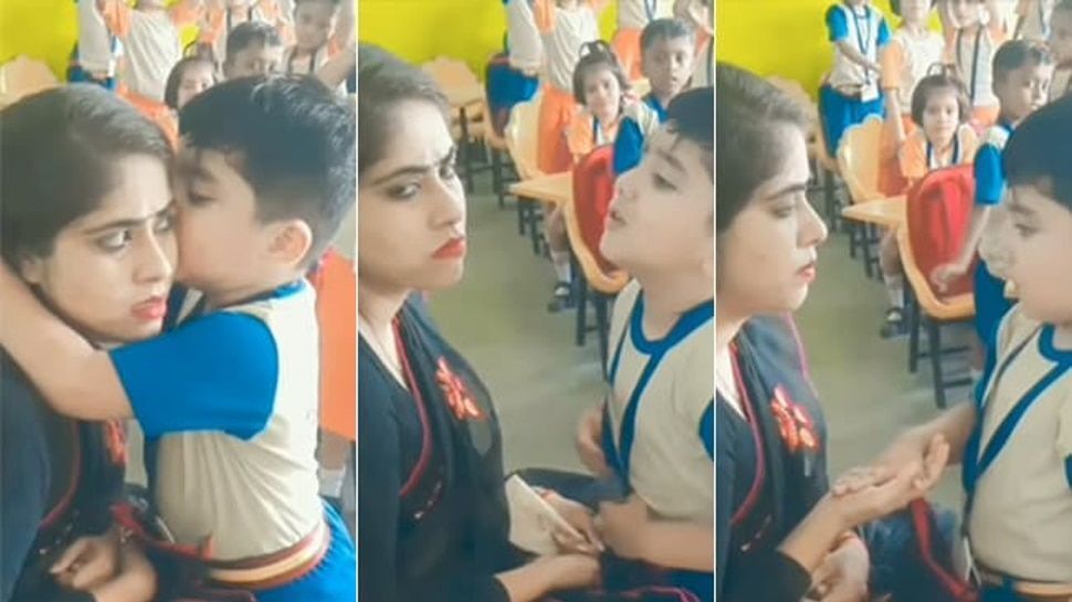 teacher student video little boy kiss the angry teacher in classroom ...